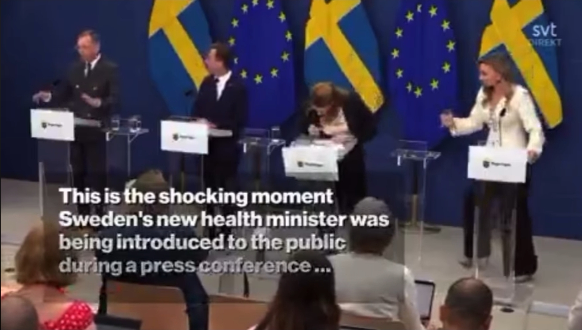 Video: Newly appointed Swedish Health Minister collapses — Daily ...